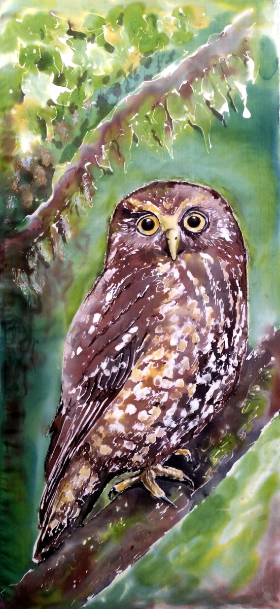 Original Silk Painting - Ruru, Morepork – Kay Designs New Zealand
