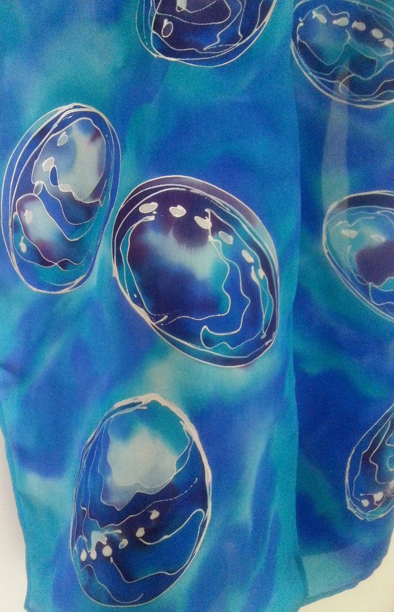 Paua Shells New Zealand - Hand painted Silk Scarf – Kay Designs New Zealand