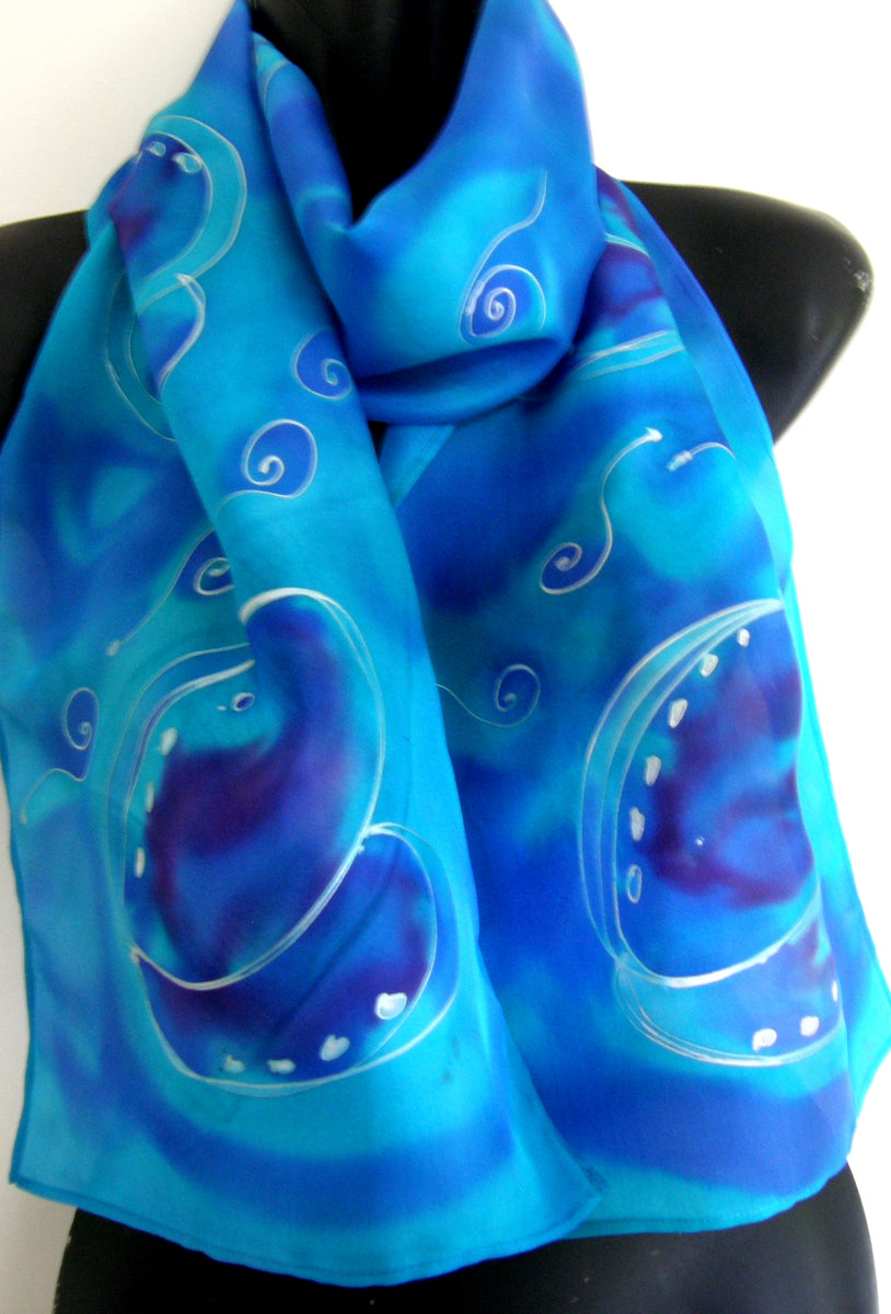 New Zealand Paua Shells at Sea - Hand painted Silk Scarf – Kay Designs ...